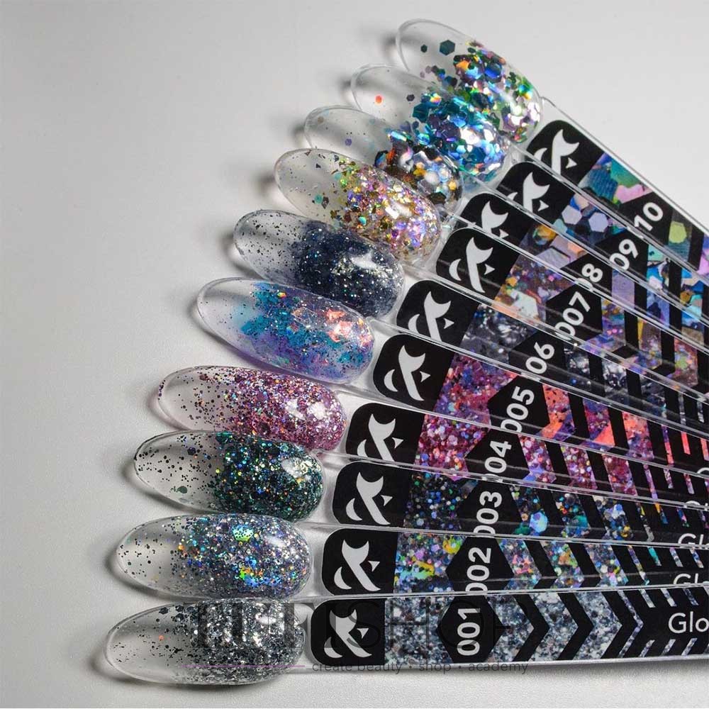 Glitter FOX Glow Glitter Gel 010 multi-colored with mirror holographic ...